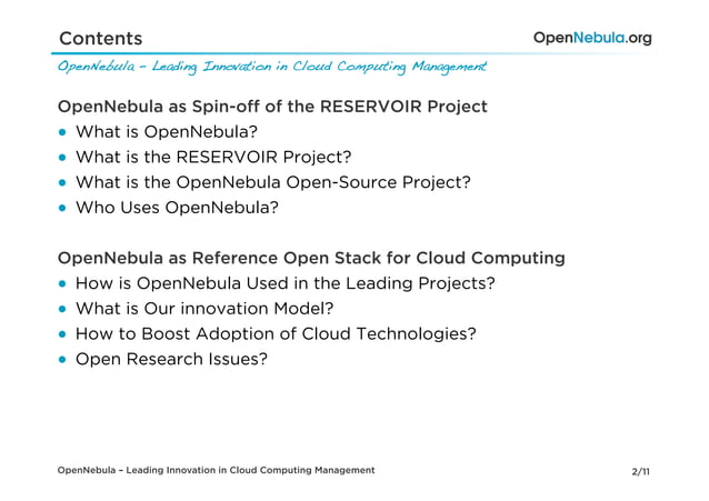 Open nebula leading innovation in cloud computing management | PDF