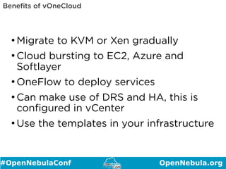 OpenNebula Conf 2014 | OpenNebula as Open Replacement of vCloud by Javier Fontan | PPT