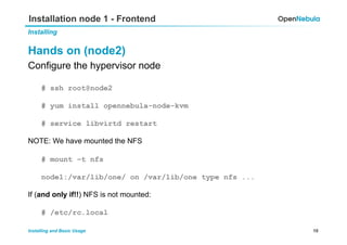 OpenNebula TechDay Waterloo 2015 - Open nebula hands on workshop | PPT