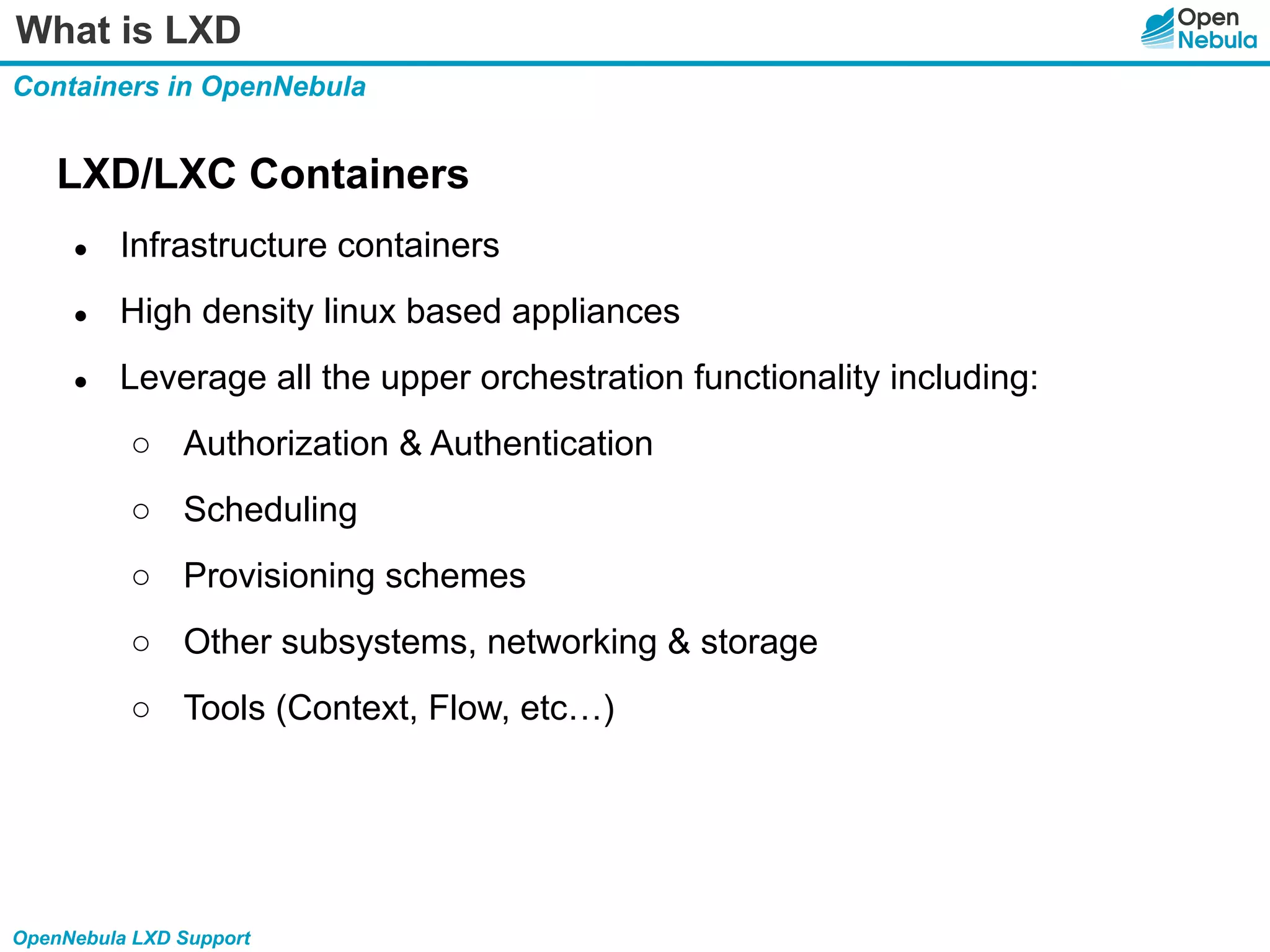 OpenNebula LXD Container Support overview | PPT