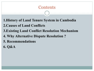 Land Alternative dispute Resolution in Cambodia | PPTX