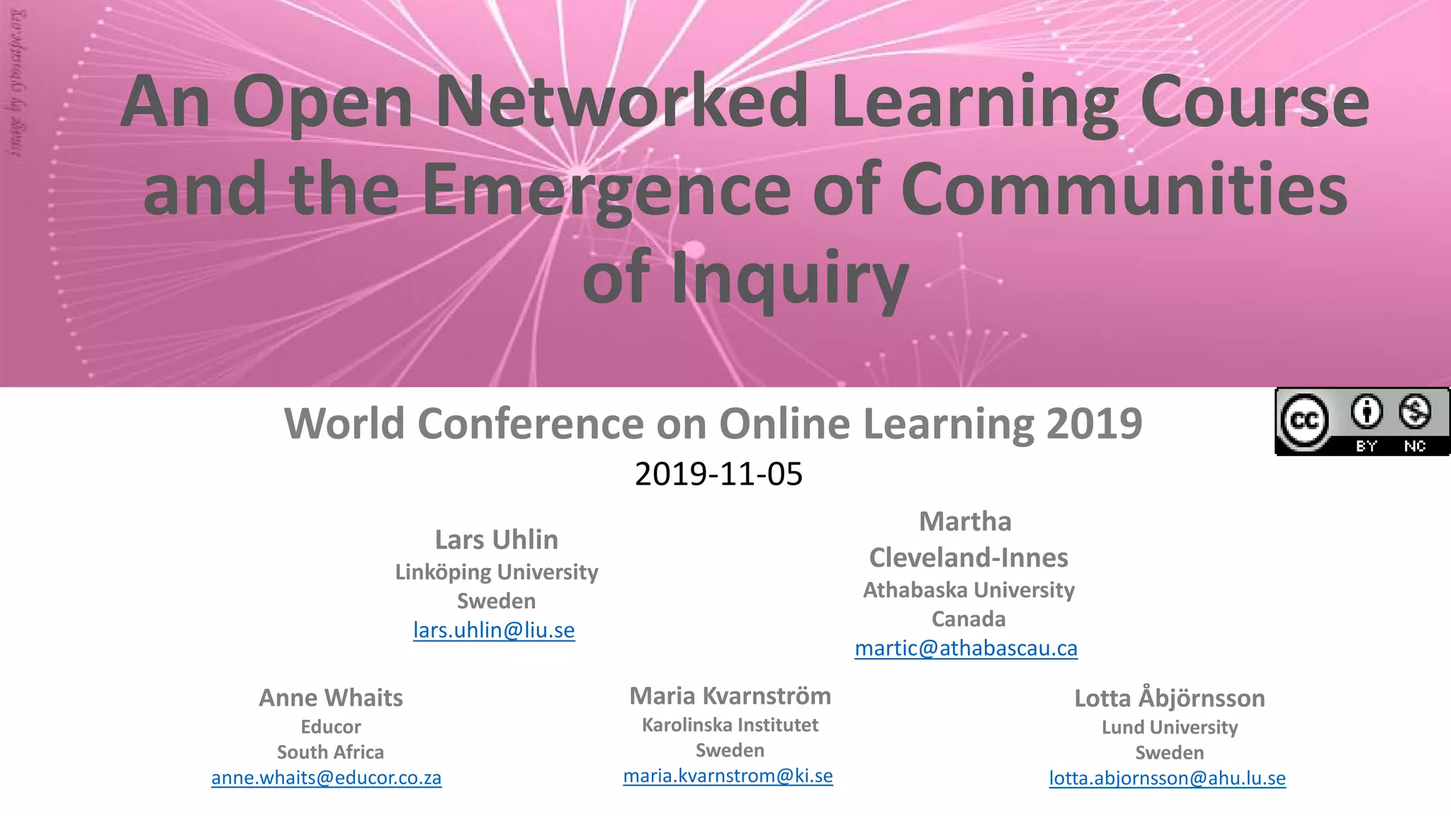 Open networked learning and the emergence of communities of inquiry # ...