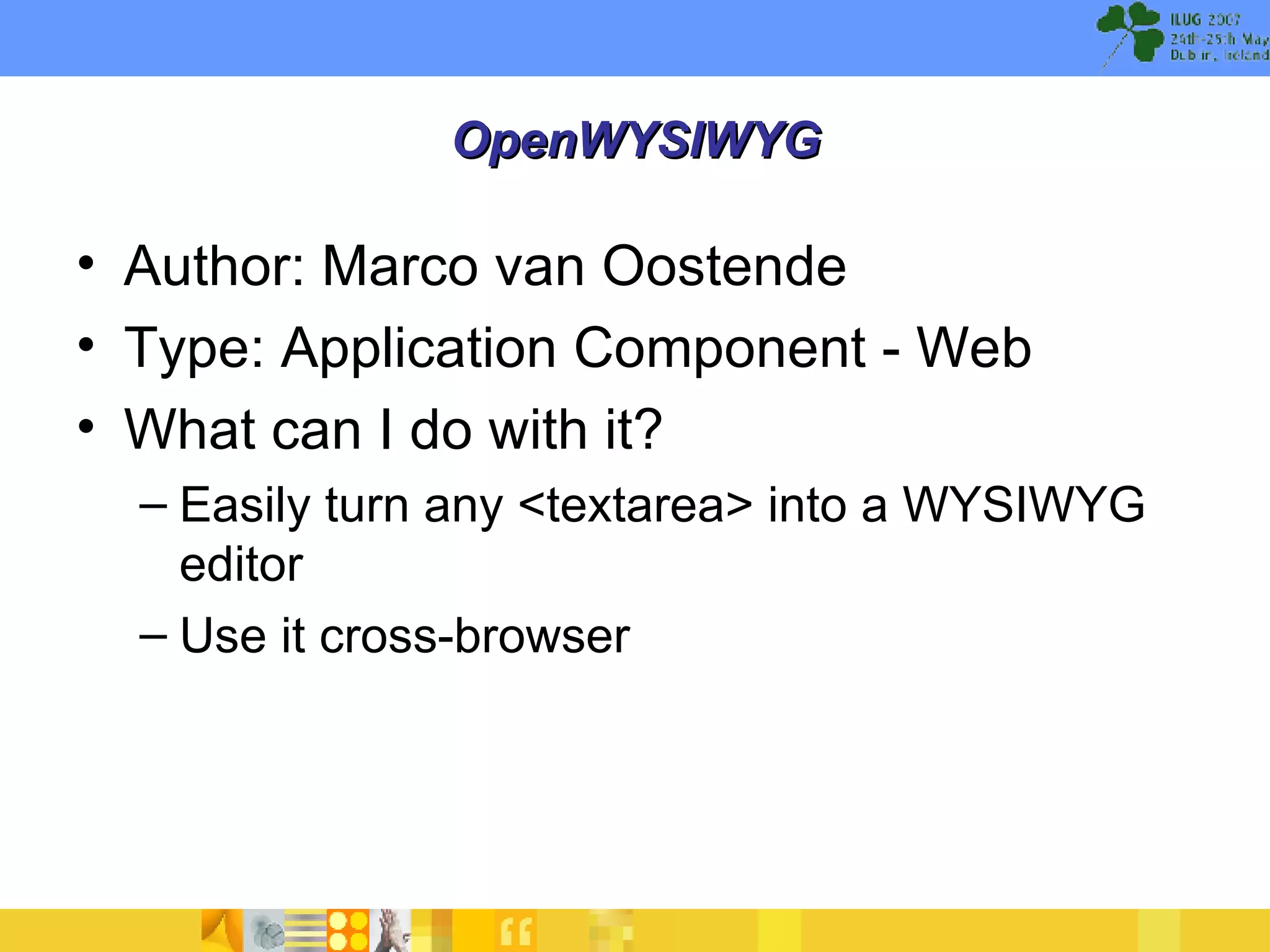 OpenNTF Blast from ILUG 2007 | PPT