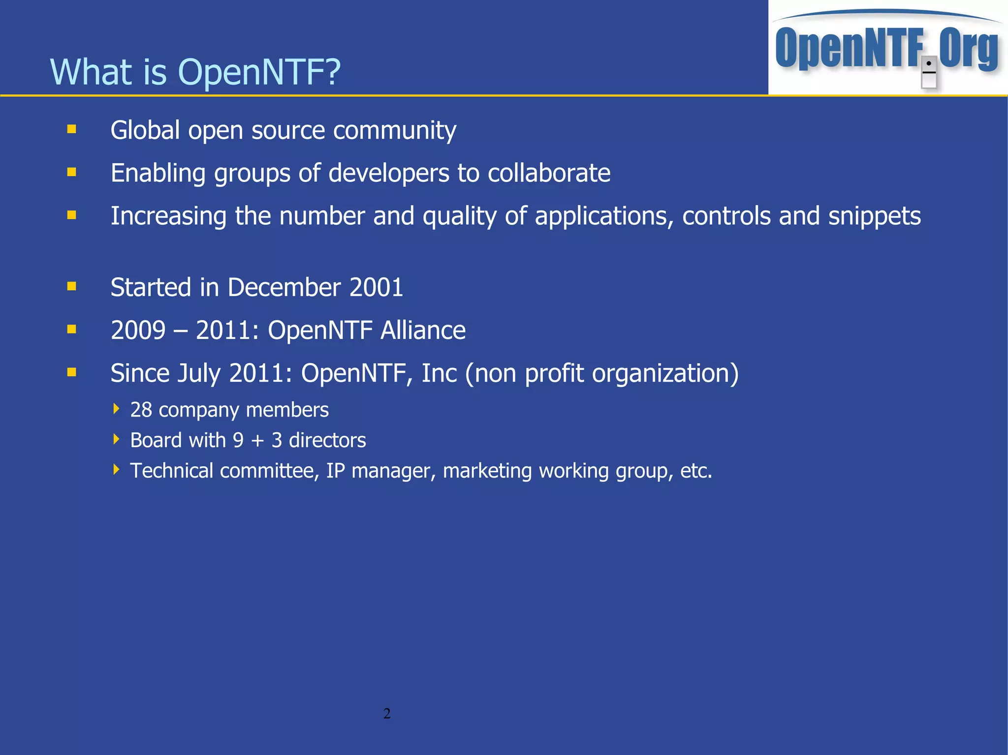 OpenNTF Overview DanNotes 11/23/11 | PDF