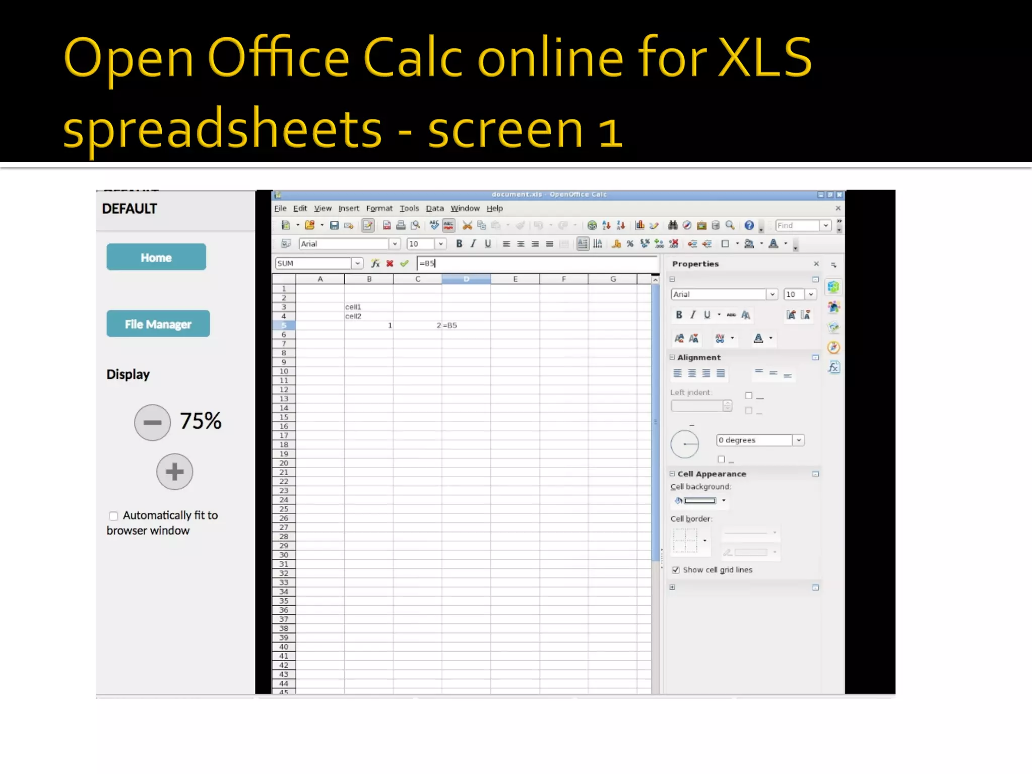 Open Office Calc online for creating and editing XLS spreadsheets | PPT