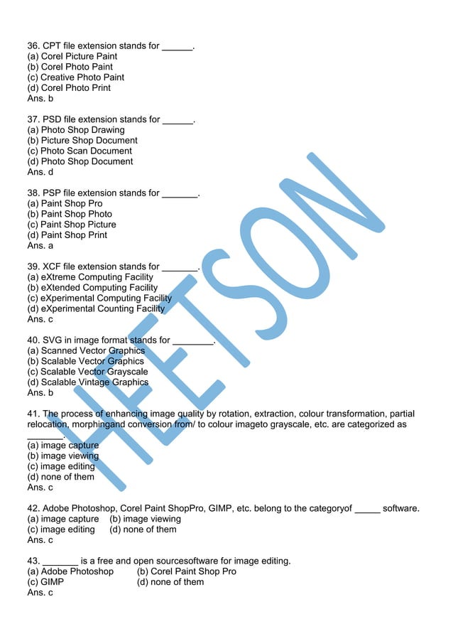 Open Office MCQ (OpenOffice Questions and Answers) | PDF | Photo Editing Software | Computer ...