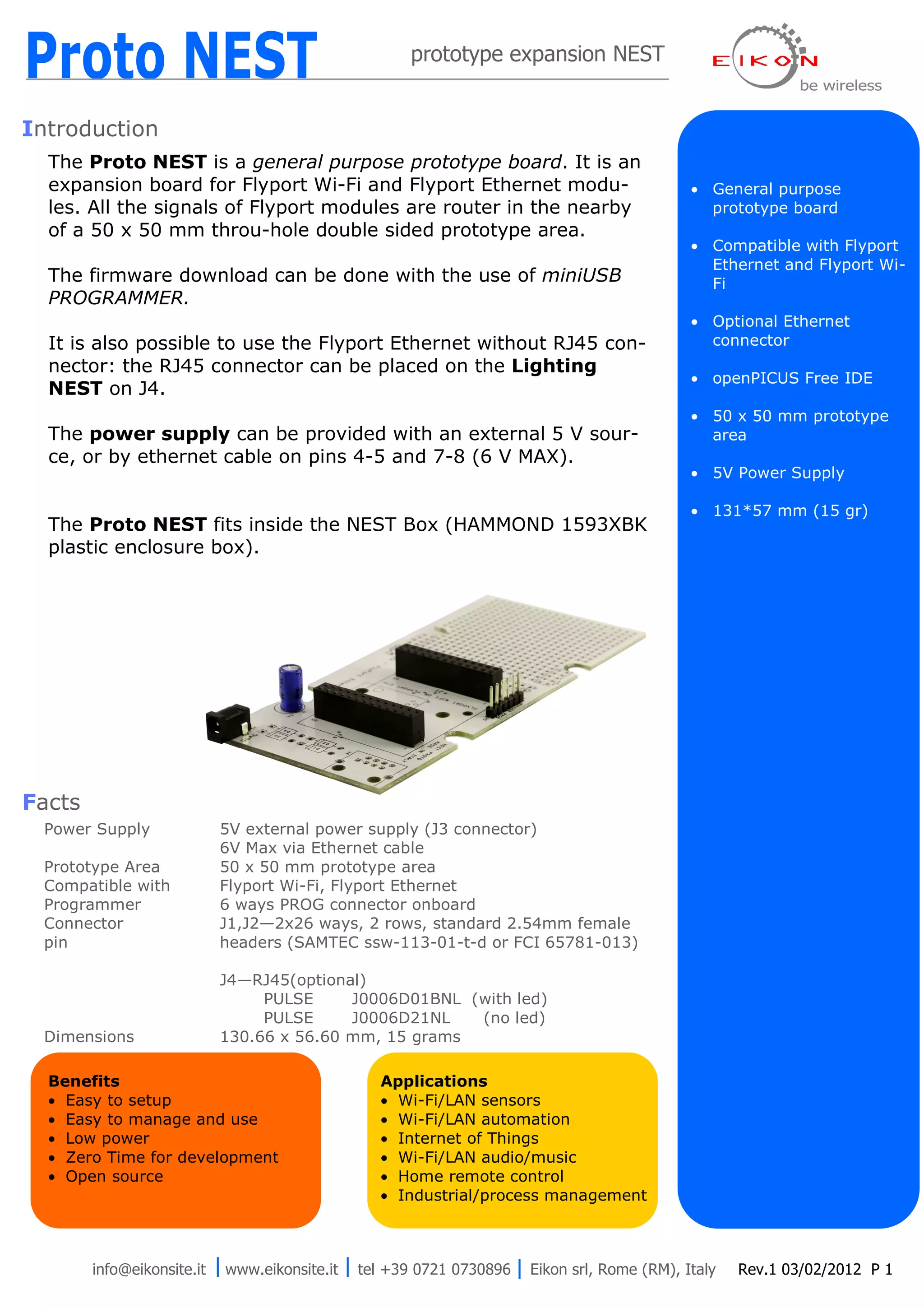 openPicus Proto Nest Datasheet | PDF