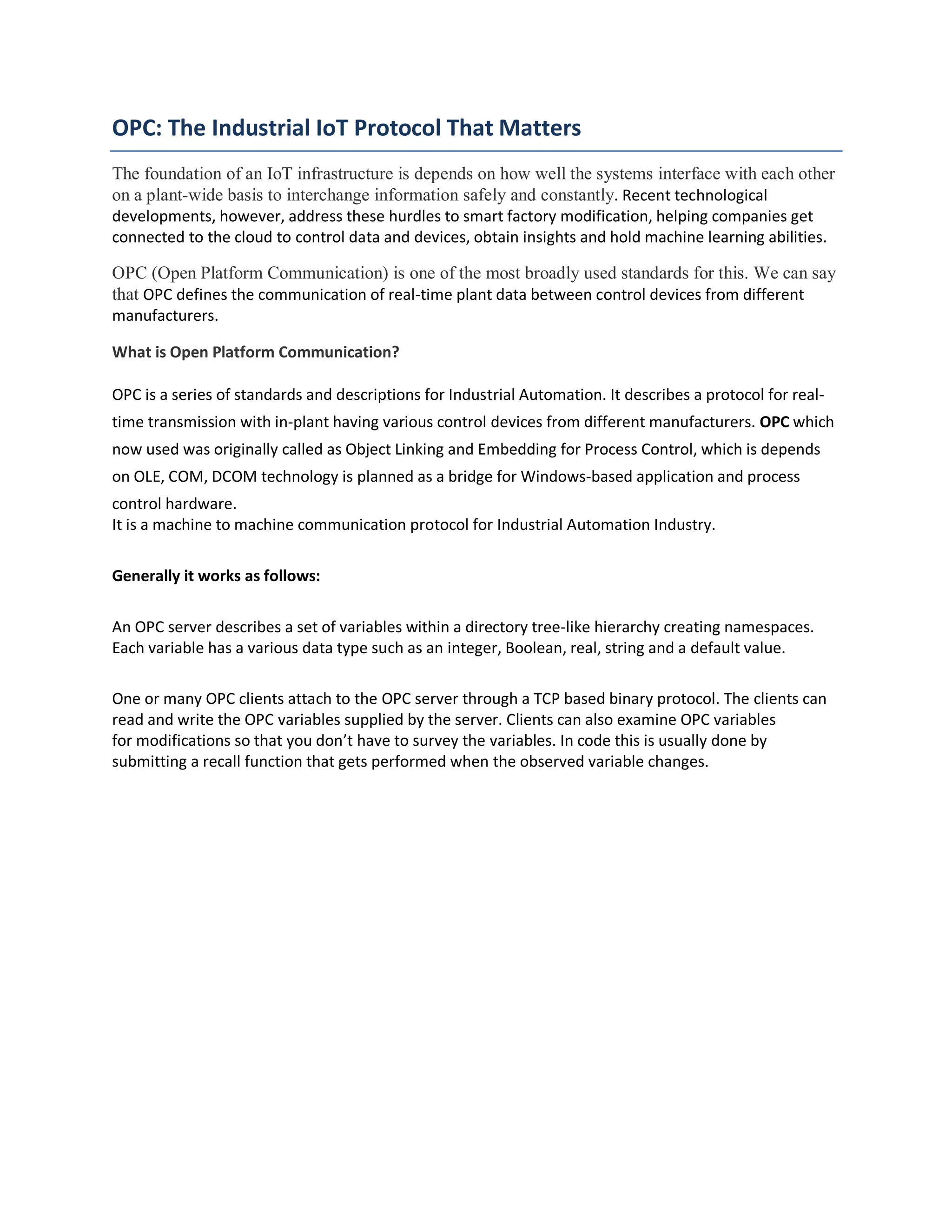 Open platform communication | PDF