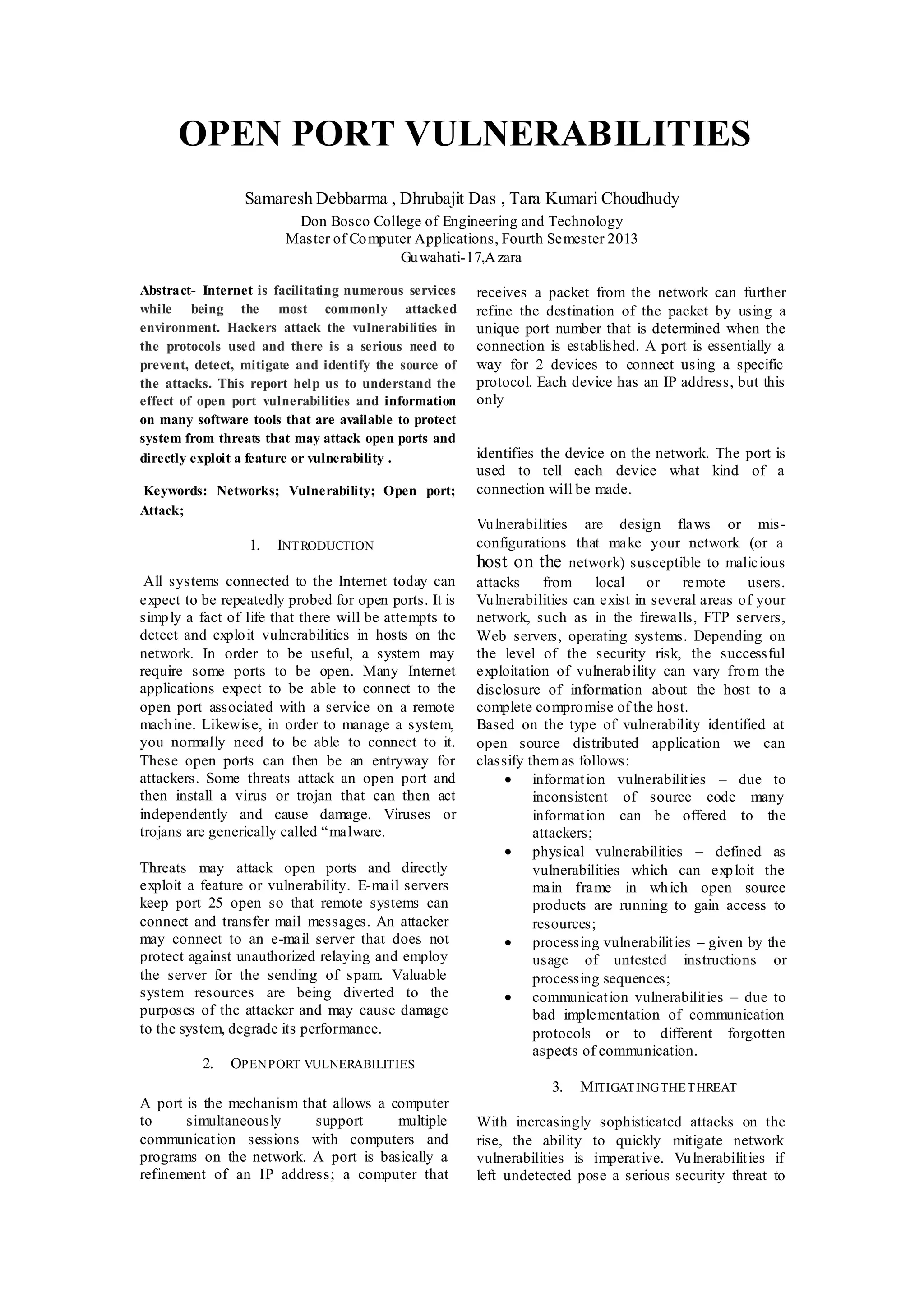 Open port vulnerability | PDF