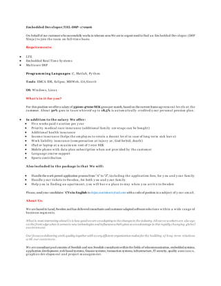 WE ARE HIRING WORLDWIDE IT PROFESSIONALS, JOBS ARE IN SWEDEN, ENGLISH ...