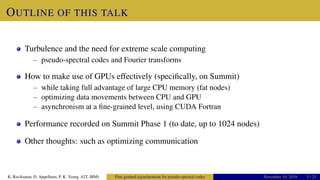 Fine grained asynchronism for pseudo-spectral codes - with application to turbulence | PPT