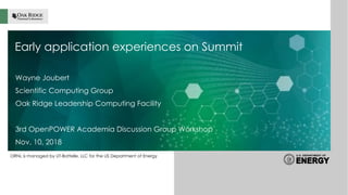 Early Application experiences on Summit | PDF