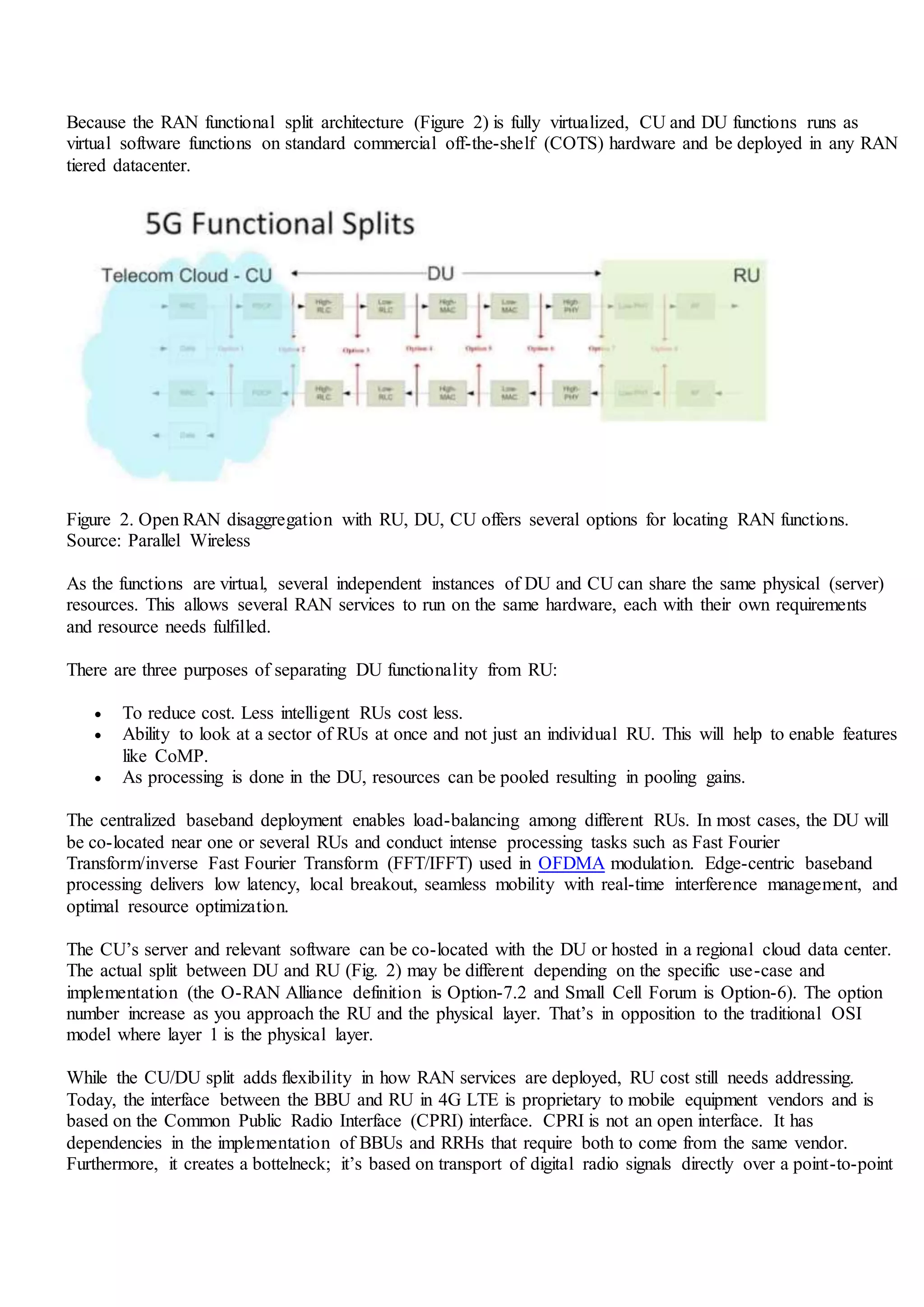 Open ran functional splits | PDF
