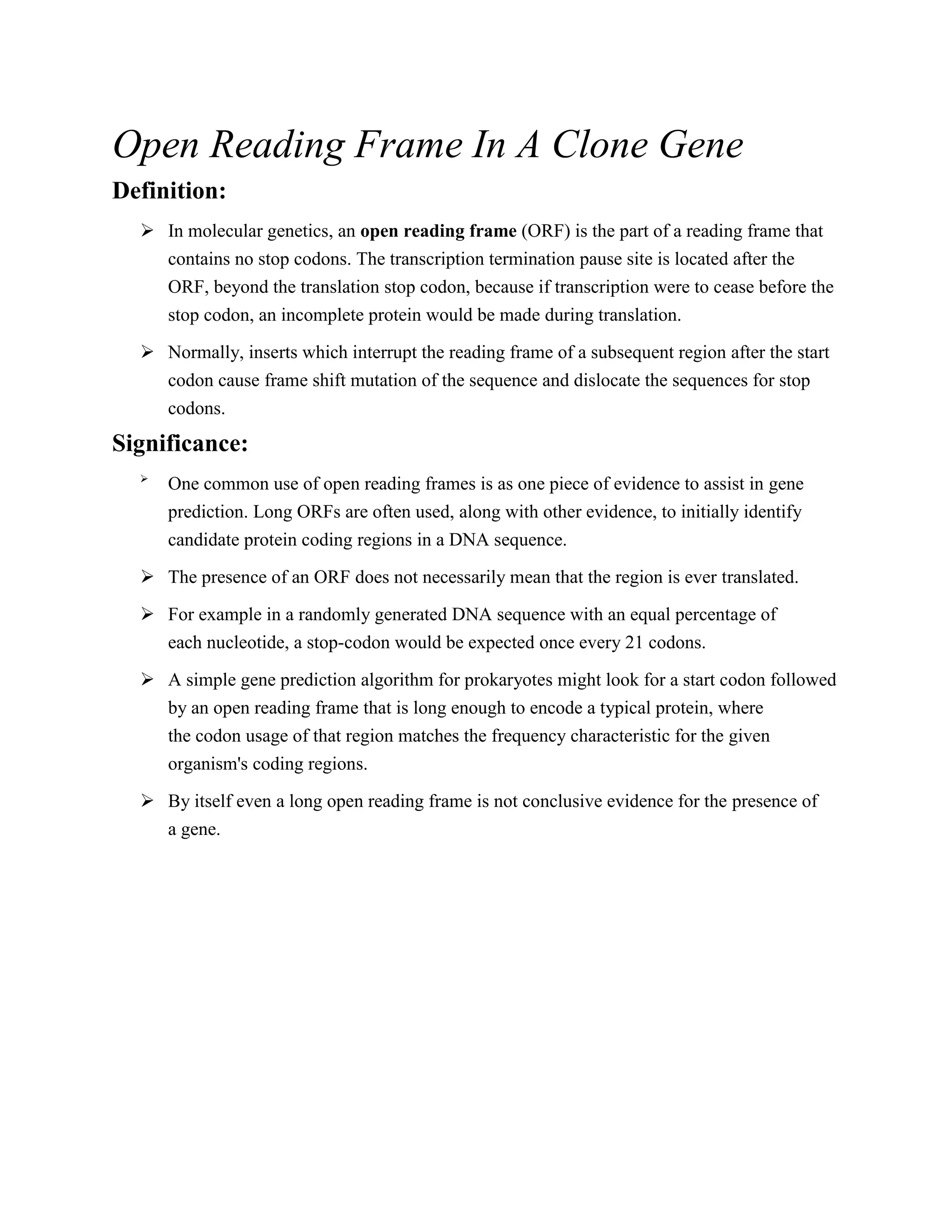 Open Reading Frames | DOCX