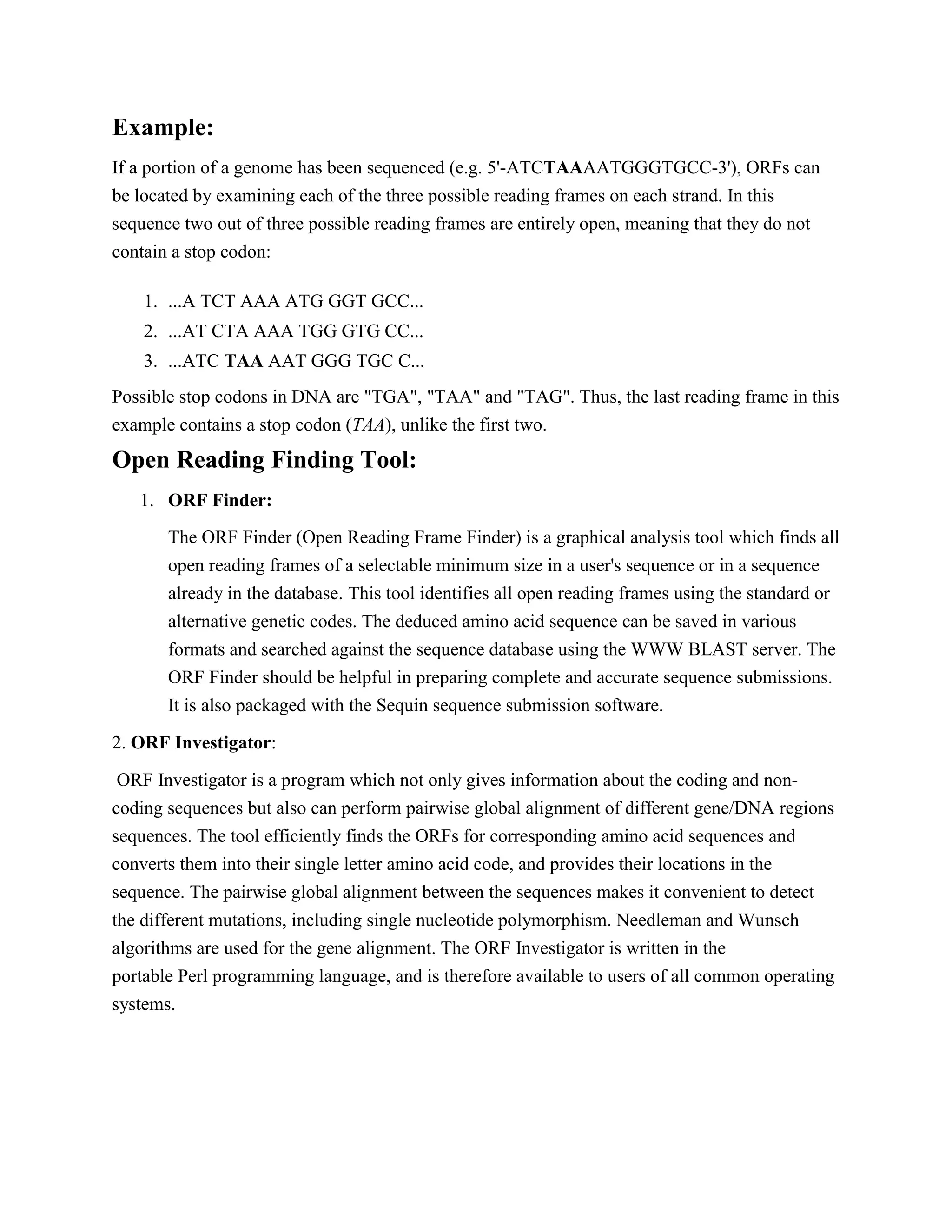 Open Reading Frames | DOCX