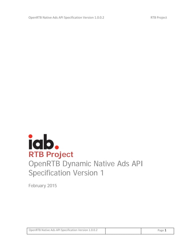 [White paper] IAB RTB Project : OpenRTB Dynamic Native Ads API Specification | PDF