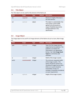[White paper] IAB RTB Project : OpenRTB Dynamic Native Ads API Specification | PDF