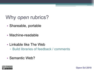 Open Rubrics and The Semantic Web: Open Ed 2010 | PPTX