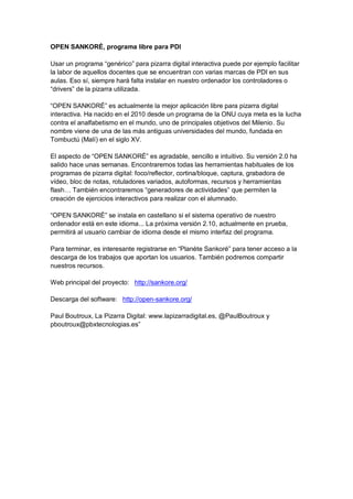OPEN SANKORÉ, PROGRAMA LIBRE PARA PDI | PDF