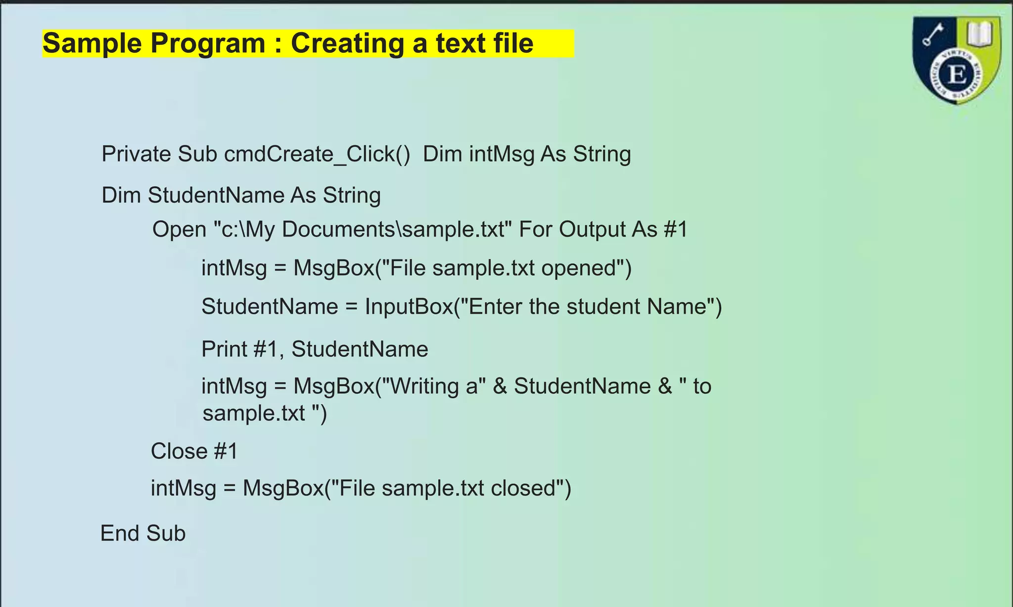 Open save file vb6 program | PPT