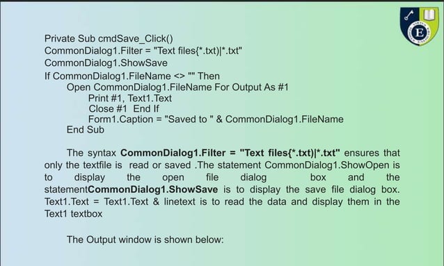 Open save file vb6 program | PPT