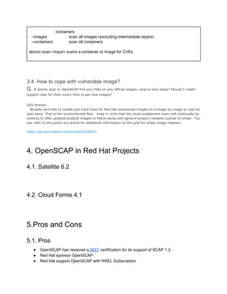 OpenSCAP Overview(security scanning for docker image and container) | PDF