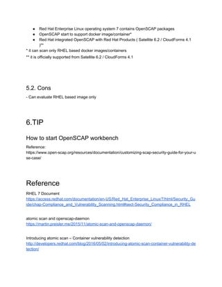 OpenSCAP Overview(security scanning for docker image and container) | PDF