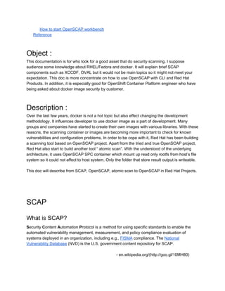 OpenSCAP Overview(security scanning for docker image and container) | PDF