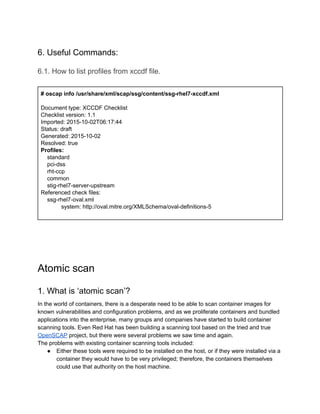 OpenSCAP Overview(security scanning for docker image and container) | PDF