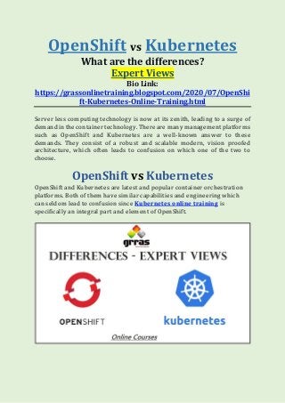 OpenShift vs Kubernetes | what are the differences? Expert views