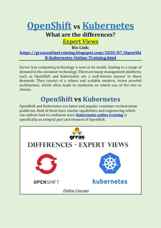 OpenShift vs Kubernetes | what are the differences? Expert views