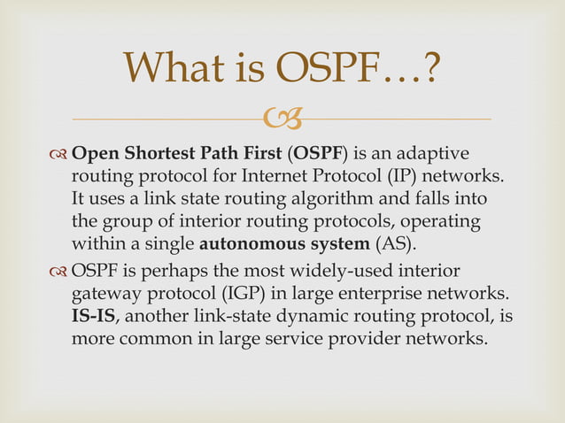 Open Shortest Path First | PPTX