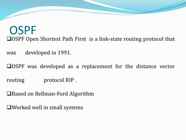 Open shortest path first (ospf) | PPTX | Computer Networking | Computing