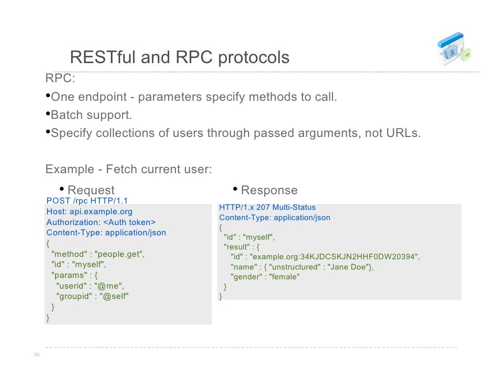 RESTful and RPC protocols RPC: