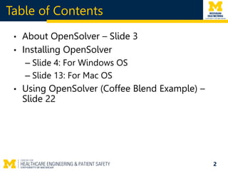 OpenSolver-Installation open solver jsntalletion | PPTX
