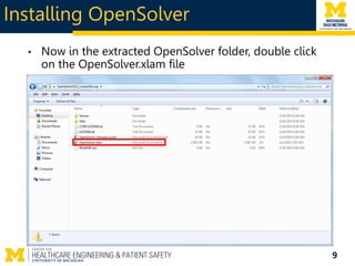 OpenSolver-Installation open solver jsntalletion | PPTX