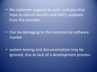 Open Source Software | PPTX | Operating Systems | Computer Software and Applications