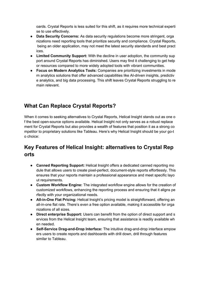 Open source alternatives to Crystal Reports - Helical Insight.docx | Cloud Computing | Internet