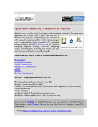 Open source customization, modification and integration | DOC