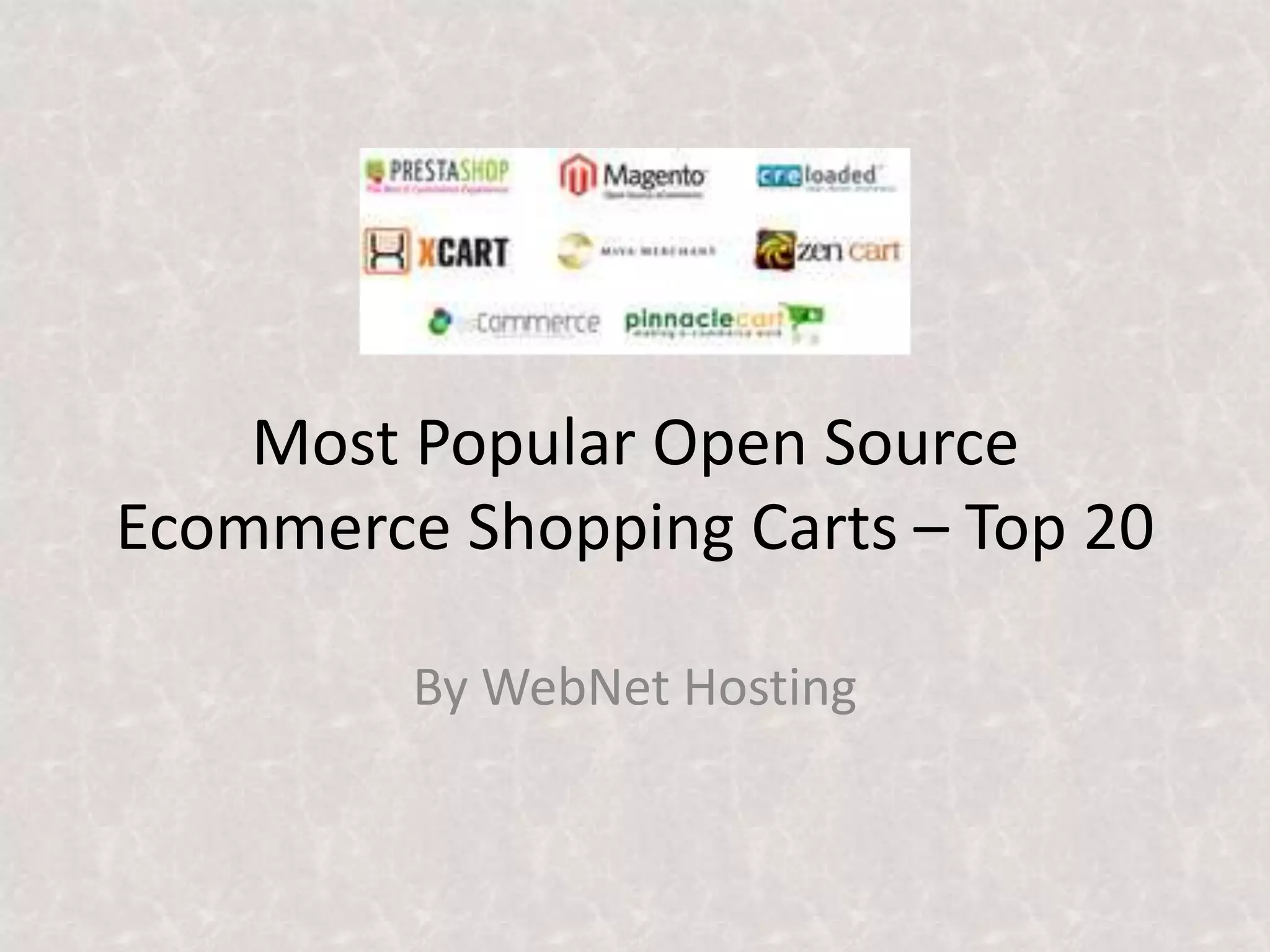 Most Popular Open source Ecommerce shopping carts – Top 20 | PPTX | Web ...