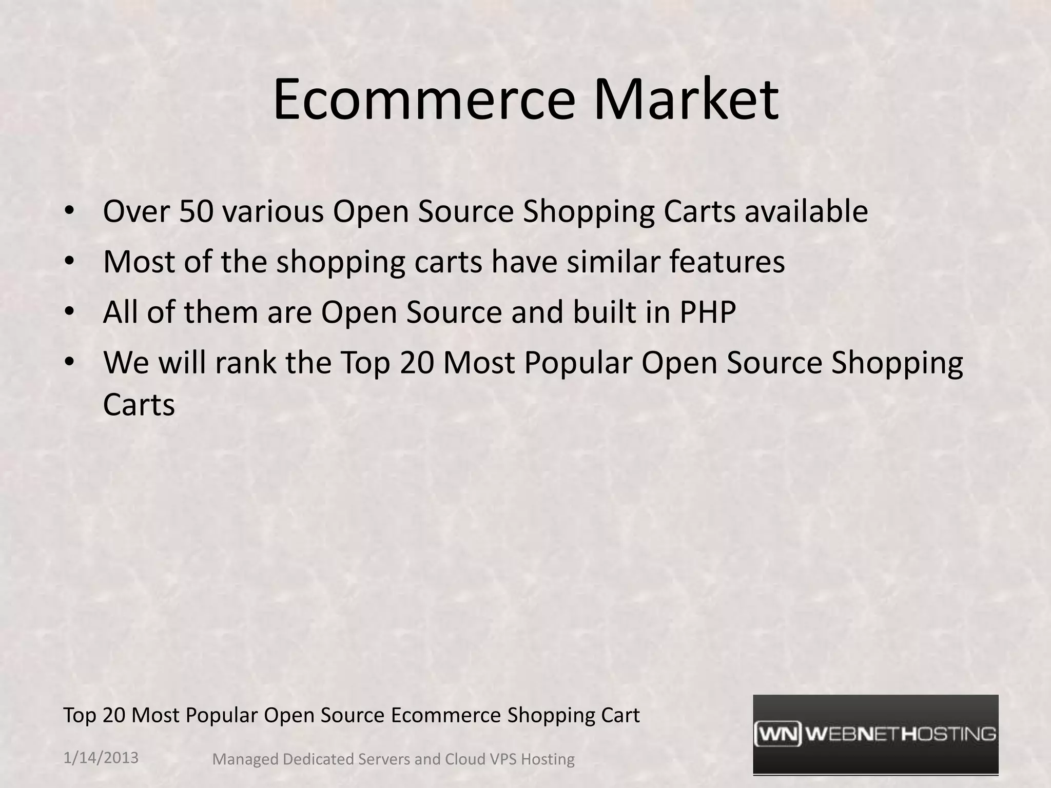 Most Popular Open source Ecommerce shopping carts – Top 20 | PPTX | Web ...