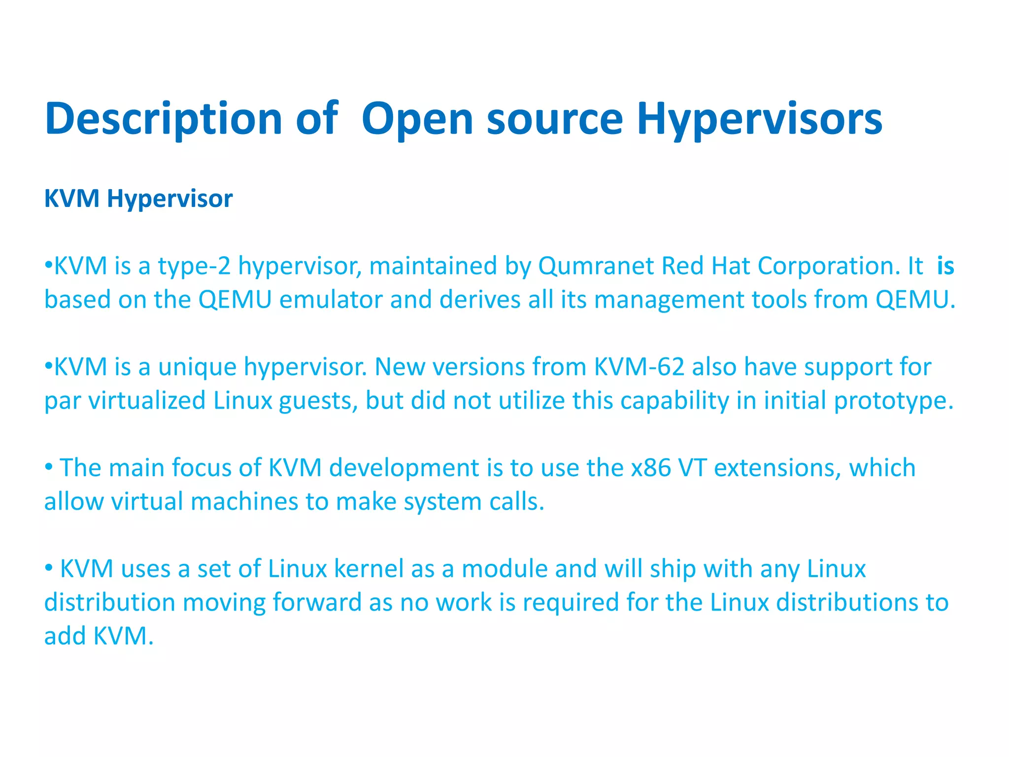Open source hypervisors in cloud | PPTX
