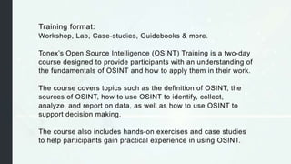 OSINT (Open Source Intelligence) Training by Tonex | PPTX