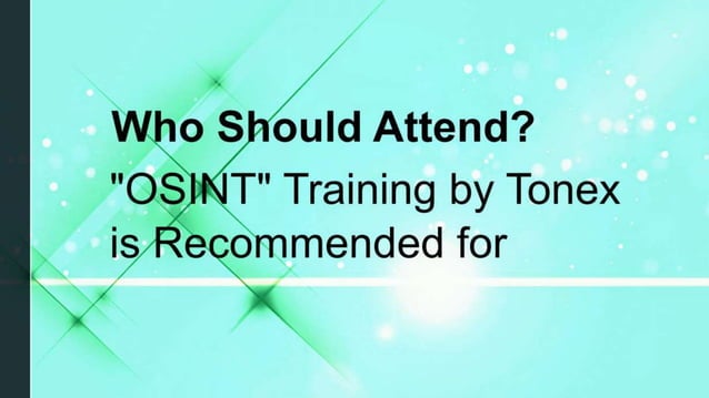 OSINT (Open Source Intelligence) Training by Tonex | PPTX