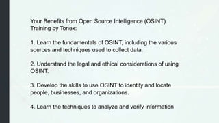OSINT (Open Source Intelligence) Training by Tonex | PPTX