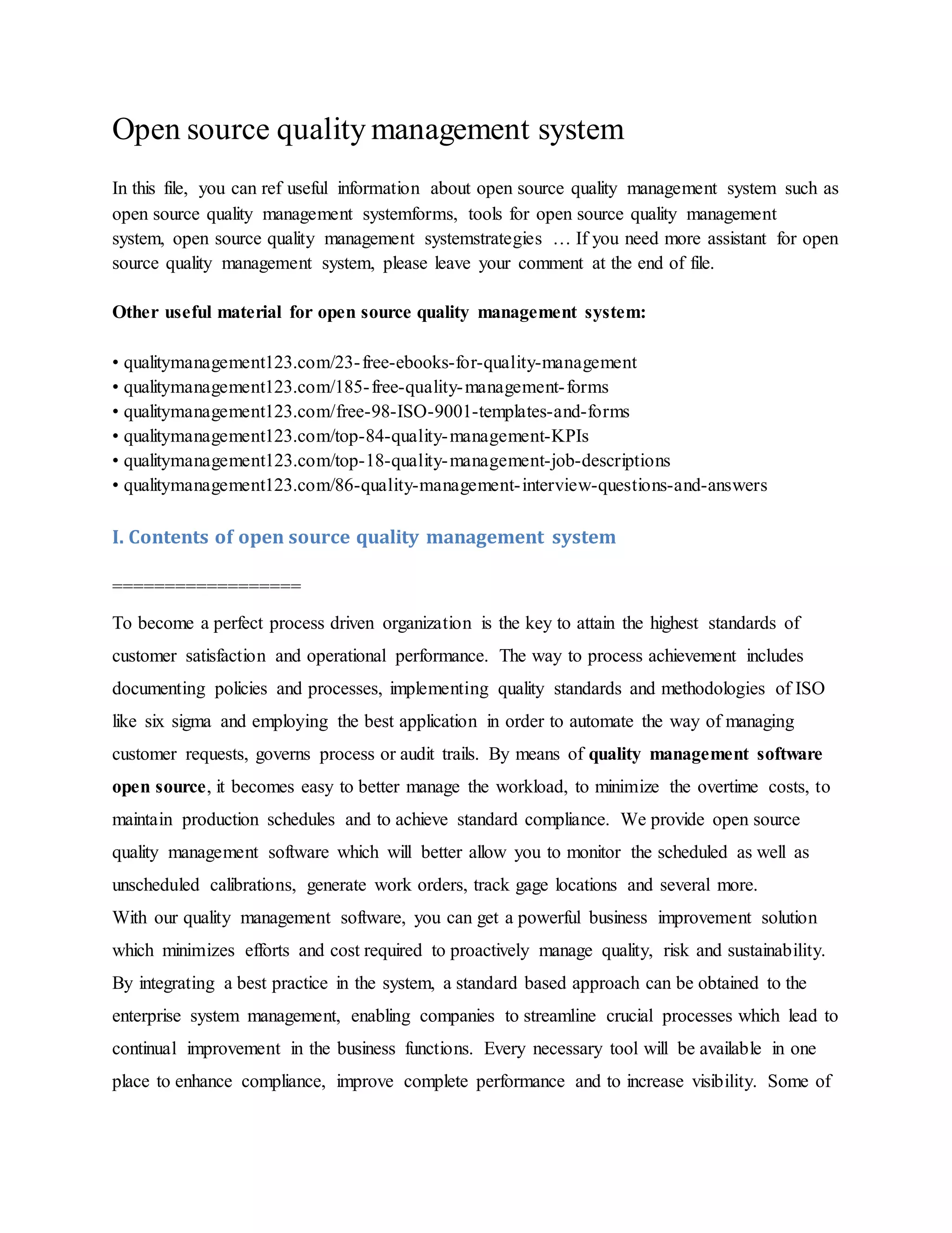 Open source quality management system | PDF