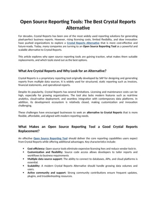 Open Source Reporting Tools The Best Crystal Reports Alternative.docx