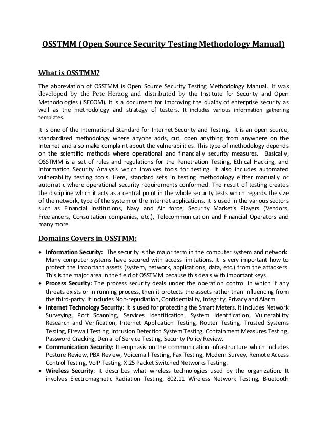 Open Source Security Testing Methodology Manual Osstmm By Falgun Ra…