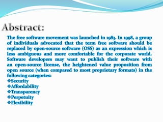 Open source software | PPTX | Shareware and Freeware | Computer Software and Applications
