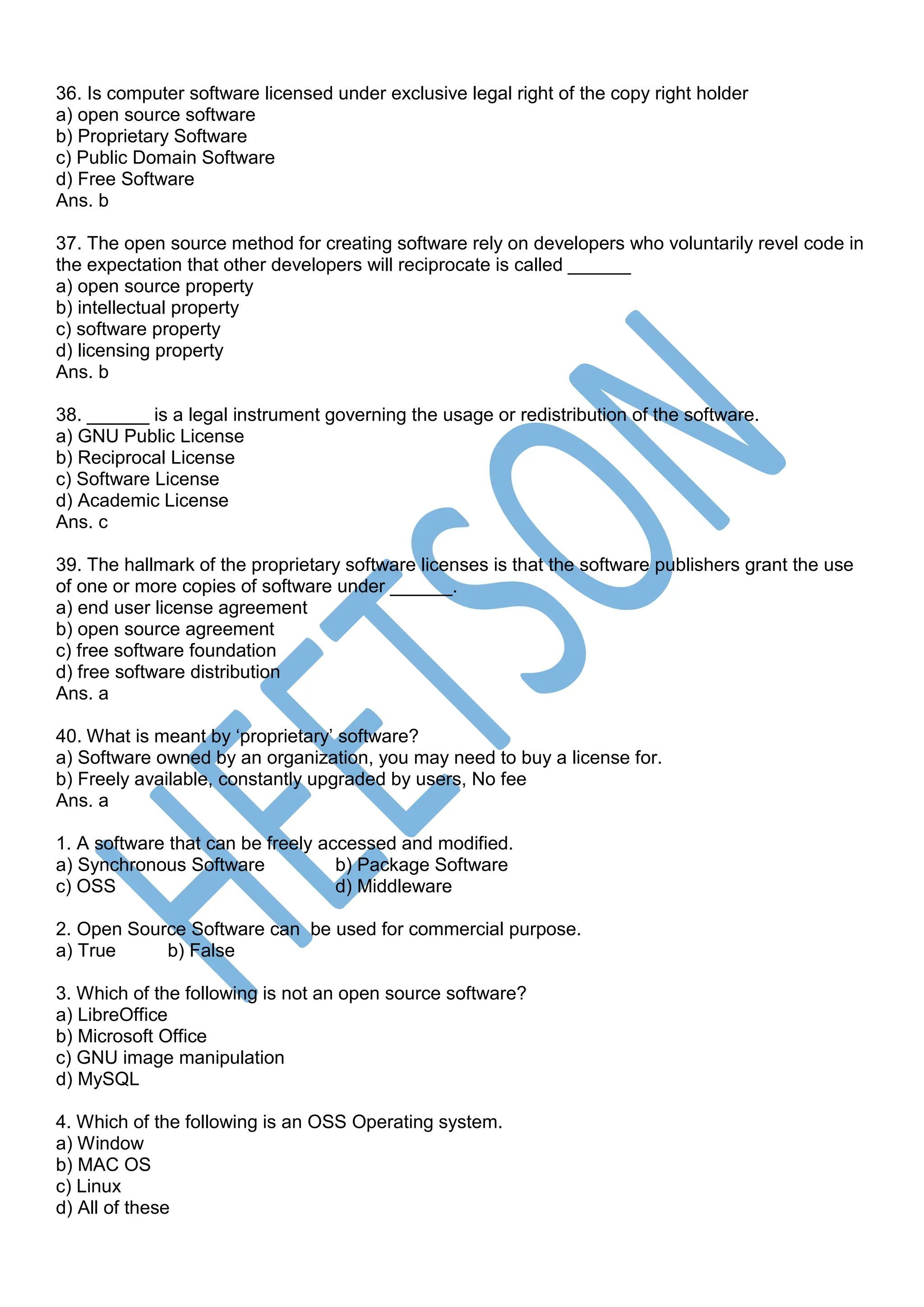 Open Source Software Important Questions | PDF